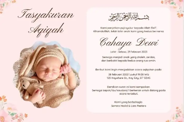 25 Contoh Undangan Aqiqah yang Simpel dan Menarik, Cocok Jadi Referensi ...