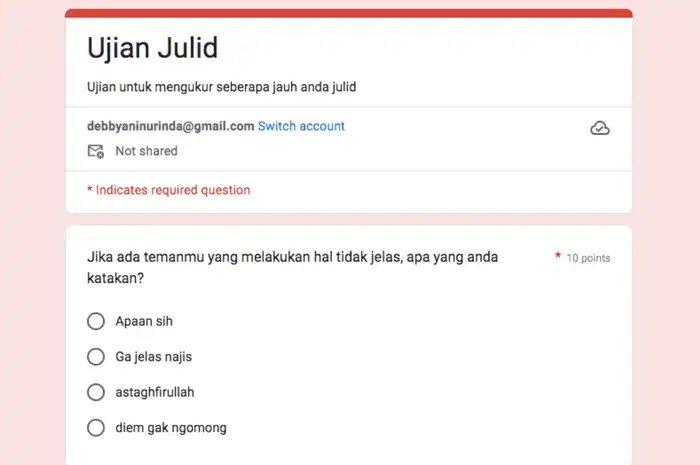 LINK Ujian Julid Google Form yang Lagi Viral, dan Cara Memainkannya ...