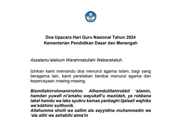 Link Unduh Doa Hari Guru 2024 PDF, Resmi dari Kemendikdasmen - Sonora.id