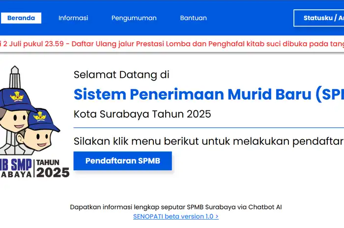 Jadwal SPMB SMP Surabaya 2025 - Sonora.id