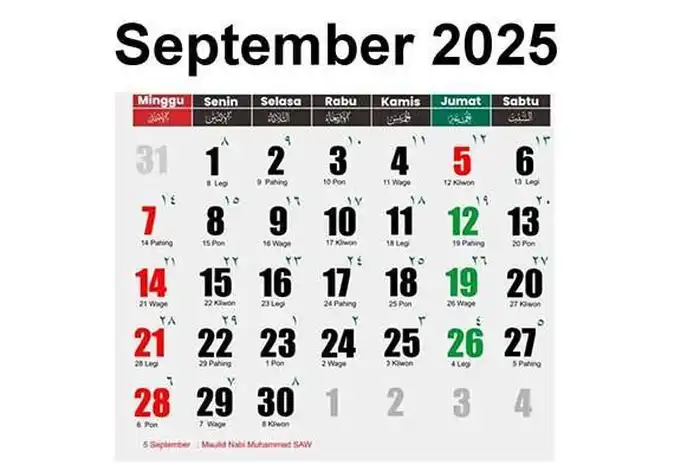 Daftar Tanggal Merah September 2025 dan Peringatan Nasional dan ...