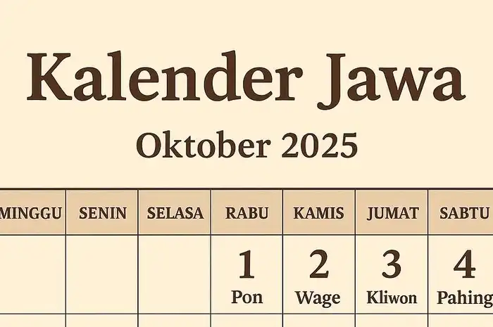 Kalender Jawa Oktober 2025, Lengkap dengan Pasaran dan Weton - Sonora.id