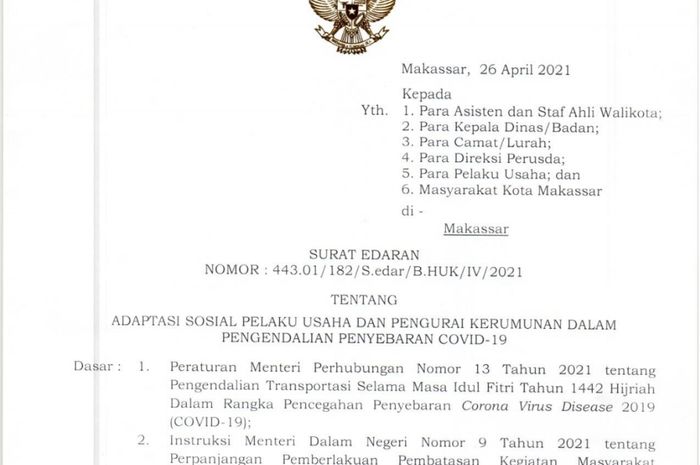 Keluarkan Surat Edaran Pemkot Makassar Pantau Kerumunan Di Tempat