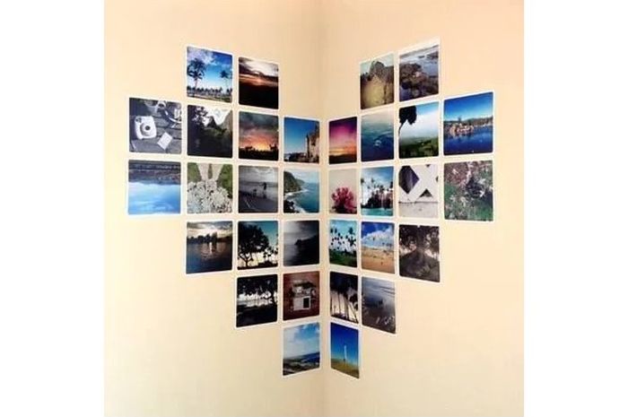 Cara Menata Polaroid Bentuk Love untuk Hiasan Dinding Kamar Tidur ...