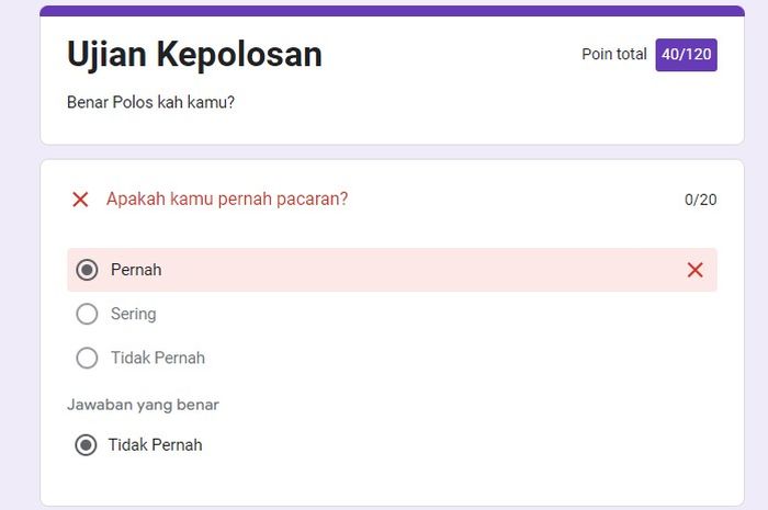 Link Ujian Kepolosan Google Form Viral di TikTok, Cek Seberapa Polos ... Link Ujian Kepolosan Google Form Viral di TikTok, Cek Seberapa Polos ...